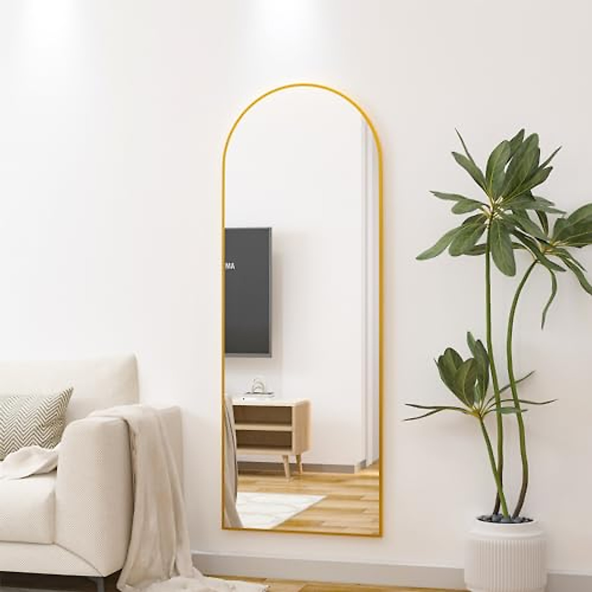 CONGUILIAO 65"x22" Arched Floor Mirror - Full Body Wall Mirror for Bedroom & Living Room, Gold