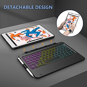 FINTIE Keyboard Case for iPad 10.2 inch 9th / 8th / 7th Generation (2021/2020 / 2019), 7 Color Backlit Wireless Bluetooth Keyboard, Magnetically Detachable Cover, Auto Sleep Wake, Black
