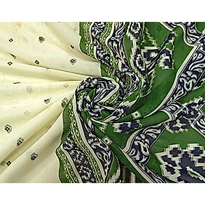 Peegli Cream Vintage Saree Floral Printed Dress Material Georgette Recycled Fabric Sari