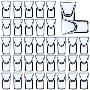 Ioffersuper 36-Pack Shot Glasses Set, 10Ml/0.338 Oz Mini Shot Glasses with Heavy-Duty Base, Mini Wine Glasses, Thickness Glass