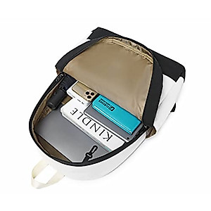 Teecho Backpack Purse for Women Student School Bag Cute Laptop Backpack for Youngsters White with Black