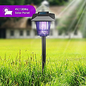 2 Pack Solar Mosquito Zapper Outdoor Bug Zapper, Multifunctional Pest Control Insect Zapper Mosquito Repellent for Patio- Mosquito Killer & Lighting