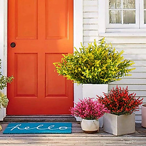 URSTOUD 6PCS Artificial Lavender Flowers,Fake Greenery Faux Plastic Artificial Flowers UV Resistant Lavender Bouquets for Wedding Hanging Bouquet Indoor Outdoor Home Garden Office Table Vase(White)