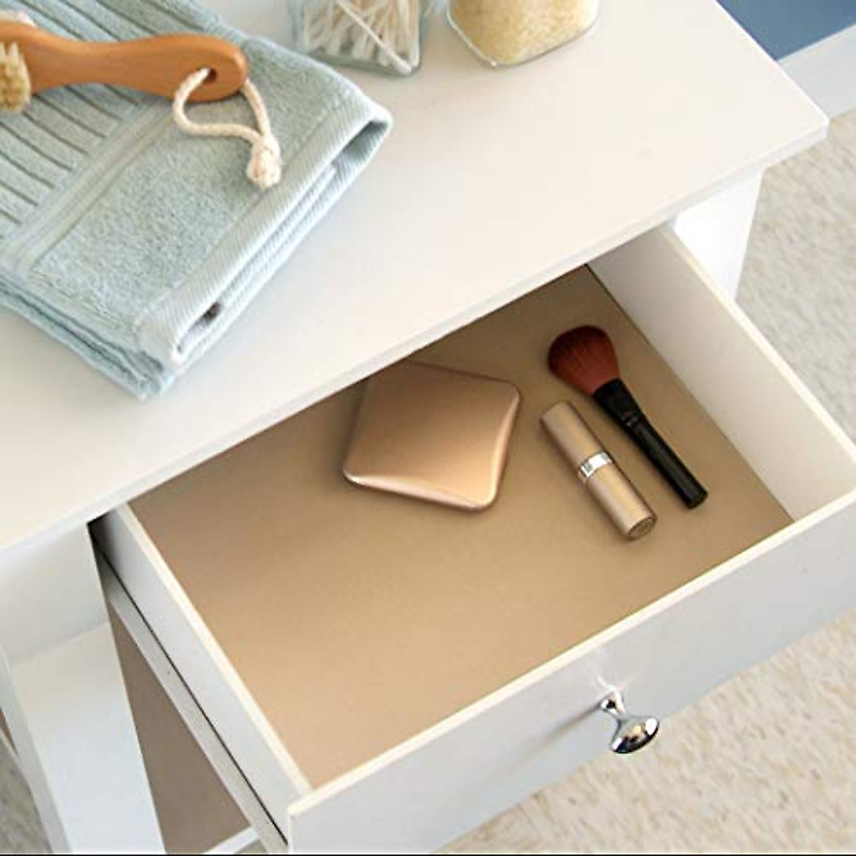 Con-Tact Brand Thick and Non-Adhesive Drawer Liner Multi-Purpose and Easy to Use, 18" x 4' (Pack of 1 Roll), Taupe