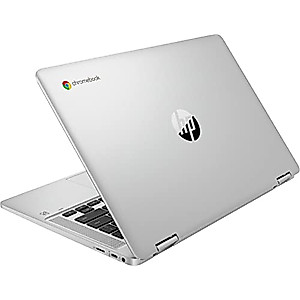 Laptop HP X360 14b Chromebook 14in HD Touchscreen Intel Celeron 4GB DDR4 32GB eMMC WiFi Webcam BO Speakers Bluetooth Chrome Silver Color (Renewed)