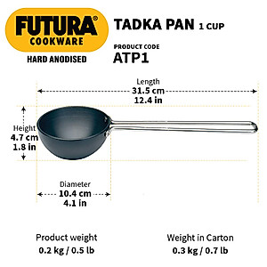 Futura Anodised Heating Pan, 1 Cup, Black