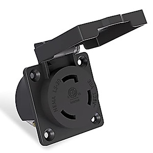 STARELO 30Amp Locking Receptacle for Generator NEMA L5-30R Outlet with Cover 125 Volt 2 Pole 3 Wire , Weatherproof, Dustproof and Radiation Resistant Locking Outlet for Outdoor Use, ETL Listed.