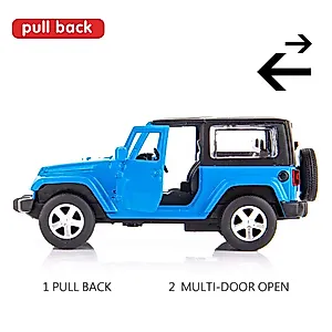 BDTCTK 1/42 Scale SUV Wrangler Car Model Toy Zinc Alloy Die-Cast Pull Back Vehicles Kid Toys for 4 5 6 Year Old Boy Girl Gift(Blue)
