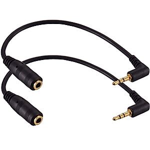Warmstor 2 Pack Gold Plated 2.5mm Male to 1/8 inch 3.5mm Female Stereo Audio Jack Adapter Cable 90 Degree Right Angle Connector 6 inch Cord for Radios,Headphones,Recorder,Camera
