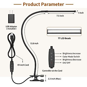 iZELL Book Light, LED Reading Light Clip On [3 Color Modes & 10 Brightness Levels] Flexible Gooseneck Book Reading Lamp for Kids Reading in Bed at Night Clip Bedside Table Headboard Dorm