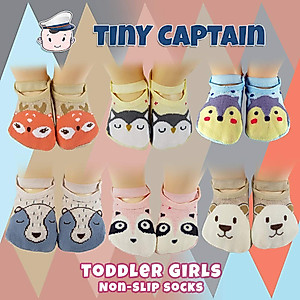 Baby Toddler Girls Grip Socks Non-Slip Gripper Socks Anti Slip Strap Socks 1-3 Year Old Gift Gripper Socks Animal Cartoon Little Girl Yoga Socks