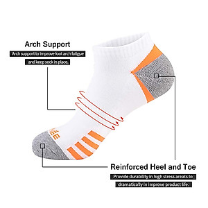 JOYNÉE Mens Low Cut Casual Socks 6 Pack Men Comfort Cushioning Ankle Athletic Socks, White, Size 10-13