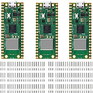 GeeekPi 3PCS Raspberry Pi Pico W with Pin-Headers,- Raspberry Pi RP2040 Chip, Wi-Fi Wireless Connectivity