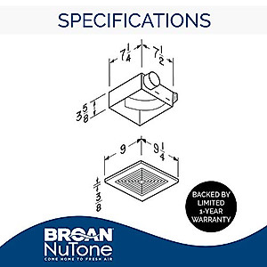 Broan-NuTone 688 Ceiling and Wall Ventilation, 50 CFM 4.0 Sones, White Bath Fan