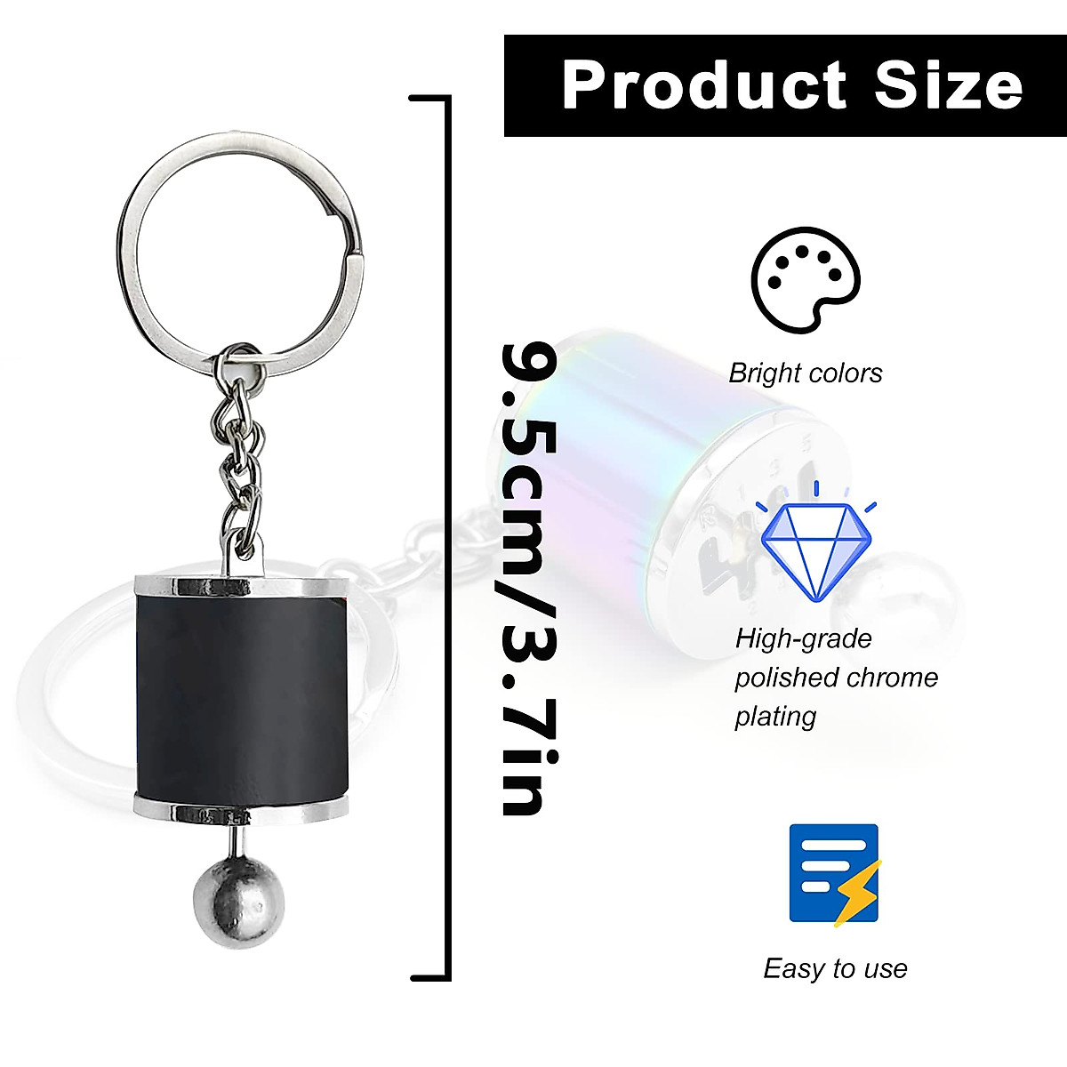 stymart Shifter Gear Keychain, 6 Speed Gear Box Shifter Keychain Key chain Ring, Mini Car Gear Shift Stick Knob Keyring, Car Key Fob Keychain Accessories(Black)
