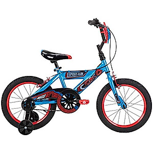 Huffy Marvel Spider-Man Kid Bike Quick Connect Assembly, Web Plaque & Training Wheels, 16" Blue