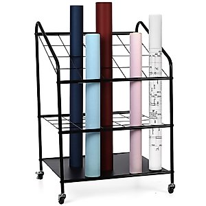 Houseables Blueprint Holder, Blueprint Storage Rack, Print Rack, Plan Holder, Poster Display Rack, Plan Rack, Blueprint Cabinet, Construction Plan Holder, Metal, 4x4” Compartments, 20 Slots, w/Wheels