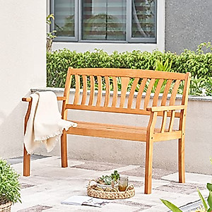 VIFAH V1963 Kapalua Honey Nautical Eucalyptus Wooden Outdoor Garden Bench