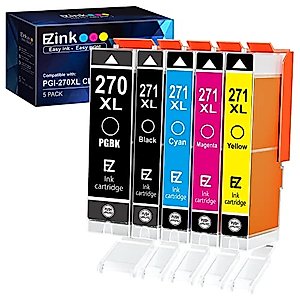 E-Z Ink (TM) Compatible Ink Cartridge Replacement for Canon PGI-270XL CLI-271XL PGI 270 XL CLI 271 XL to use with MG6820 MG5720 MG7720 (1 Large Black,1 Small Black,1 Cyan,1 Magenta,1 Yellow) 5 Pack