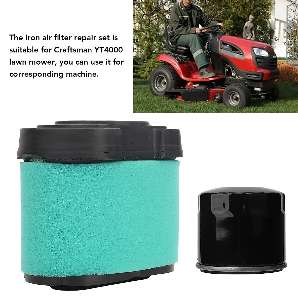 Zixyqol Lawn Mower Air Filter Repair Kit, Air Filter Spark Plug Fuel Filter Metal Buckle Grass Trimmer Aessories for Crafts-man YT4000