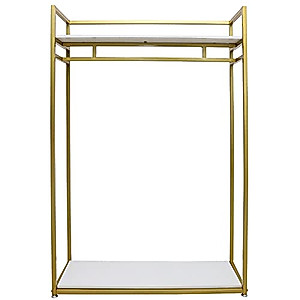 2 Tier Gold Clothes Storage Stand Rack Clothes Display Rack Heavy Duty Metal Closet Organizer Large Capacity Garment Rack with Hanging Rods for Wedding Bedroom Store Clothing Organizer(180 cm)