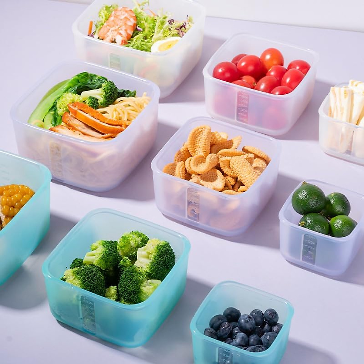 OTB Set of 2 Reusable Silicone Containers Clear, Nesting Leak-free Silicone Food Storage Boxes, BPA Free, Airtight, Dishwasher and Freezer Safe