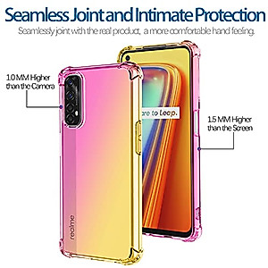 KOARWVC Case for Realme 7 4G/Realme Narzo 20 Pro Case, Crystal Clear Case Gradient Slim Anti Scratch TPU Shockproof Protective Phone Cases Cover for Realme 7 4G (Pink/Gold)