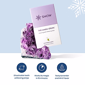 Snow The Magic Strips - Safe for Enamel Dissolving Teeth Whitening Strips - Mess-Free Portable Teeth Whitener for Oral Care with Lavender & Mint Flavor, Whitening Strips for Teeth, 1 Pack of 28 Strips
