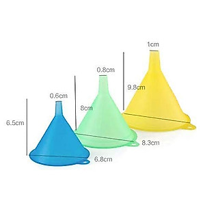 Funnels Variety Set of 5 Mini, Small to Larg Plastic Funnel for Kitchen Liquid Spices Powder Cosmetic Lotion Essential Oils