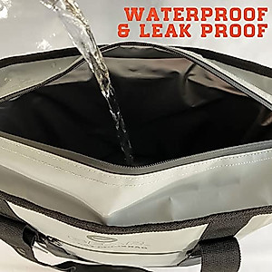 Enthusiast Gear Dry Soft Cooler Bag Tote – Soft Sided Insulated Camp Cooler – Waterproof, Leak Proof, Collapsible, with Side Pocket - Perfect for Boat, Pool, Beach, Picnics, Grocery - (20 Cans)