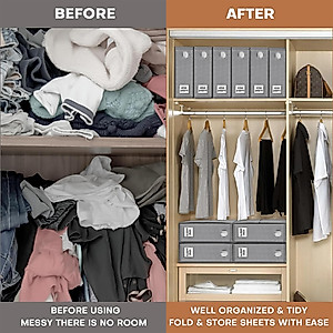 DASZERX® Foldable Sheet Organizer for Queen and King Sheets, 4 Pack, Sheets Set Folder Keeper with Window XL Organizing Bedding Container, Bed Sheet Organizer for Linen Closet