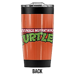 Teenage Mutant Ninja Turtles TMNT Mikey And Logo Stainless Steel 20 oz Travel Tumbler, Vacuum Insulated & Double Wall with Leakproof Sliding Lid