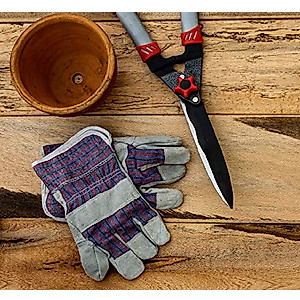 Greendale (3, 6 or 12 Pack - Leather & Cotton Work Gloves - Garage, Yard, Garden, Industrial, Commercial - One Size Fits Most (12, One Size)