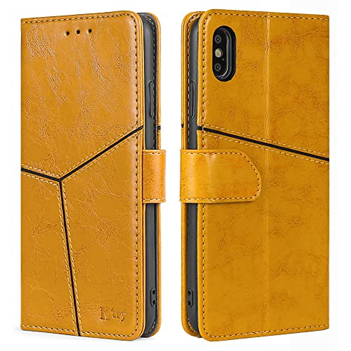 Fansipro Wallet Folio Case for Oppo Reno 2, Premium PU Leather Slim Fit Cover for Reno 2, 3 Card Slots, Good Design, Golden