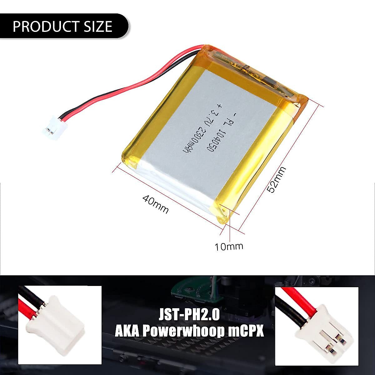 YDL 3.7V 2300mAh 104050 Lipo battery Rechargeable Lithium Polymer ion Battery Pack with JST Connector