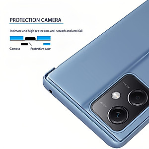 Ysnzaq Mirror Case for Xiaomi Redmi Note 12 Pro+ 6.67 inch, Smart Window Phone Cover with Stand for Xiaomi Redmi Note 12 Pro Plus JM Black