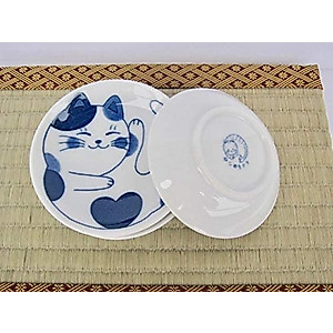 Mino Ware Japanese Small Plate Set Ceramic Cute Cats Design Appetizer Dessert Sushi Sauce Dishes, 3.94 x 0.8 Inches, Set of 4