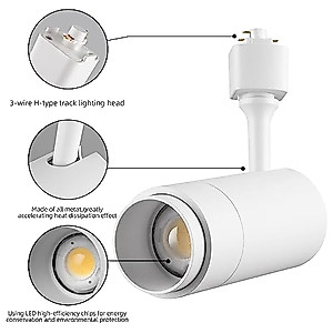 LED Track Lighting Heads Dimmable 24W 5CCT 2700K/3000k/3500k/4000k/5000k,Single Circu H Track Lighting Heads,Zoomable Beam 15° to 60° Ideal for Accent Art and Task Lighting,(3 Pack - White-5CCT)