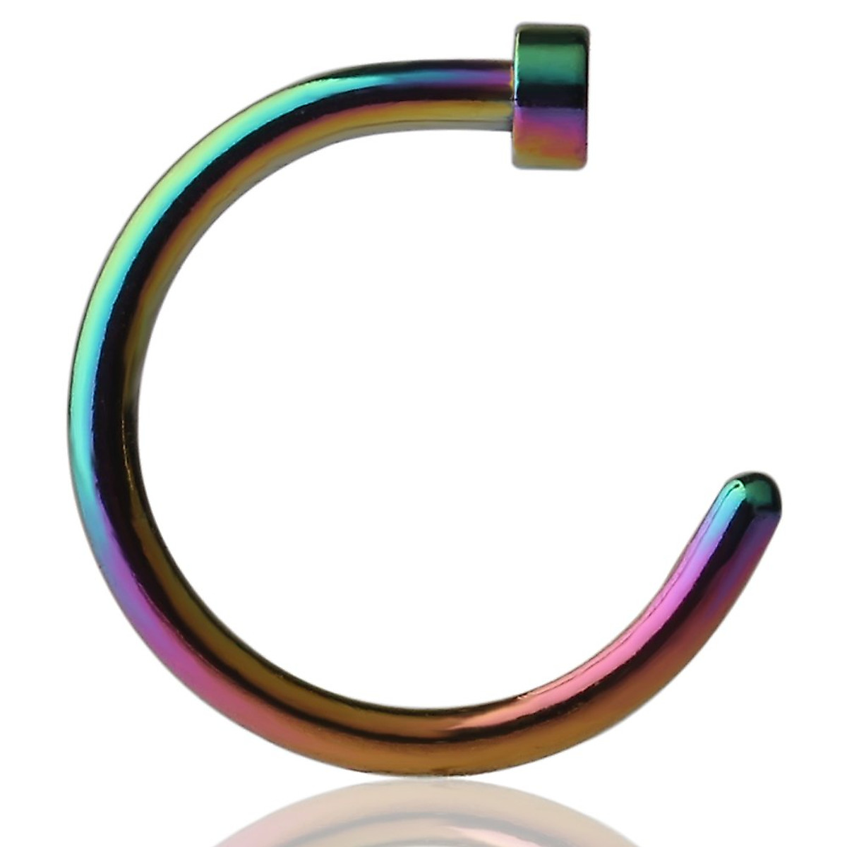 Ruifan 10pcs Stainless Steel Body Jewelry Piercing Earrings Nose Hoop Ring Unisex 20 Gauge 5/16"(8mm)