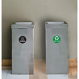 Pixelverse Design Recycle Sticker Trash Bin Label, 4" x 4" Black Trash and Green Recycle Home Round Vinyl Decals (4 Pack)