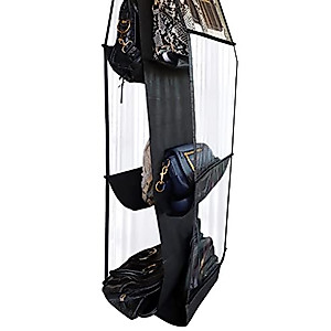 Bag Organizer 1 Pack for Closet or Behind The Door, Handbag Purse Organizer, 6 Larger Pockets Independent Compartments, Space Saving, Foldable, Washable and Universal Fit (Black)