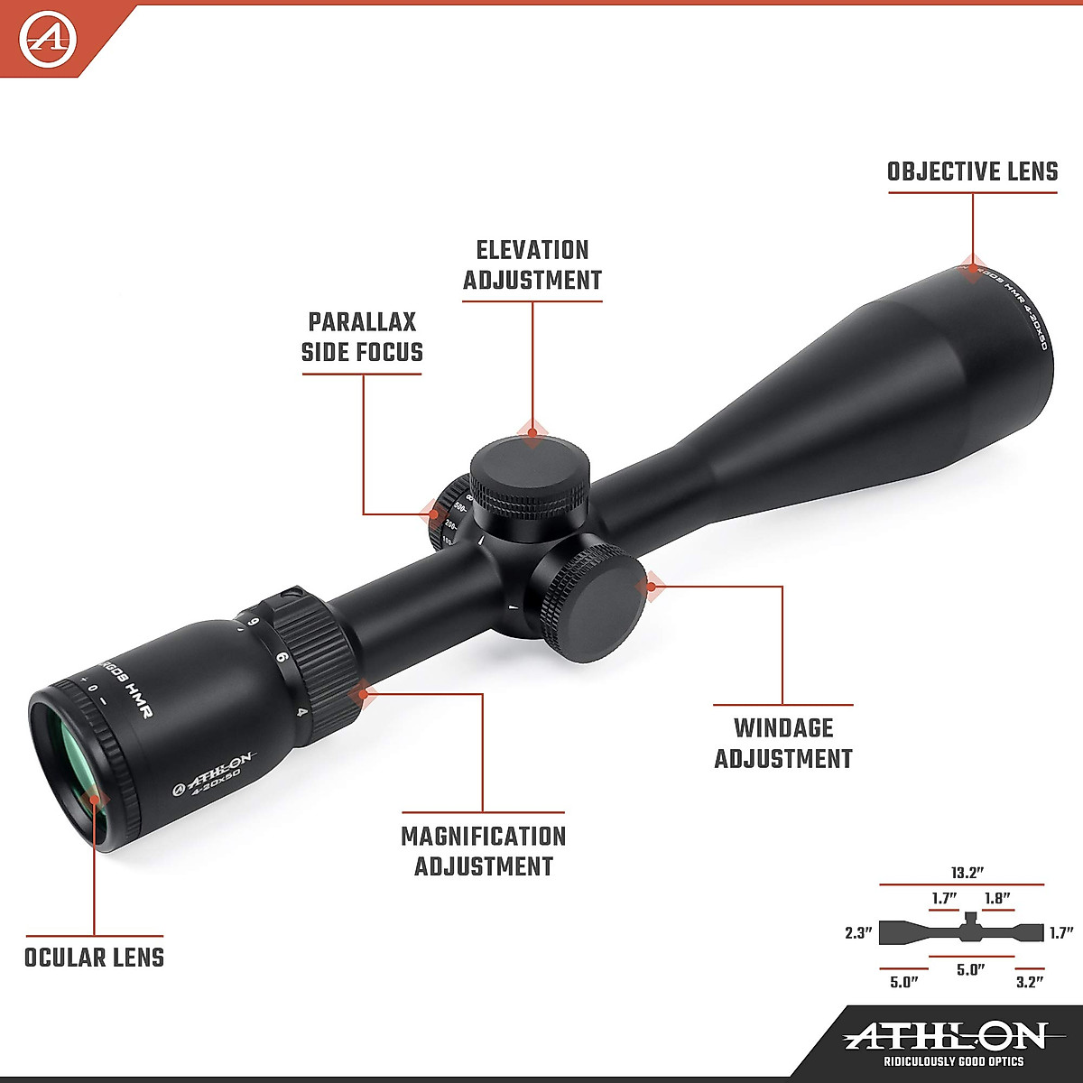 Athlon Optics 214005: Argos Hmr 4-20X50 Mildot Sfp Reticle
