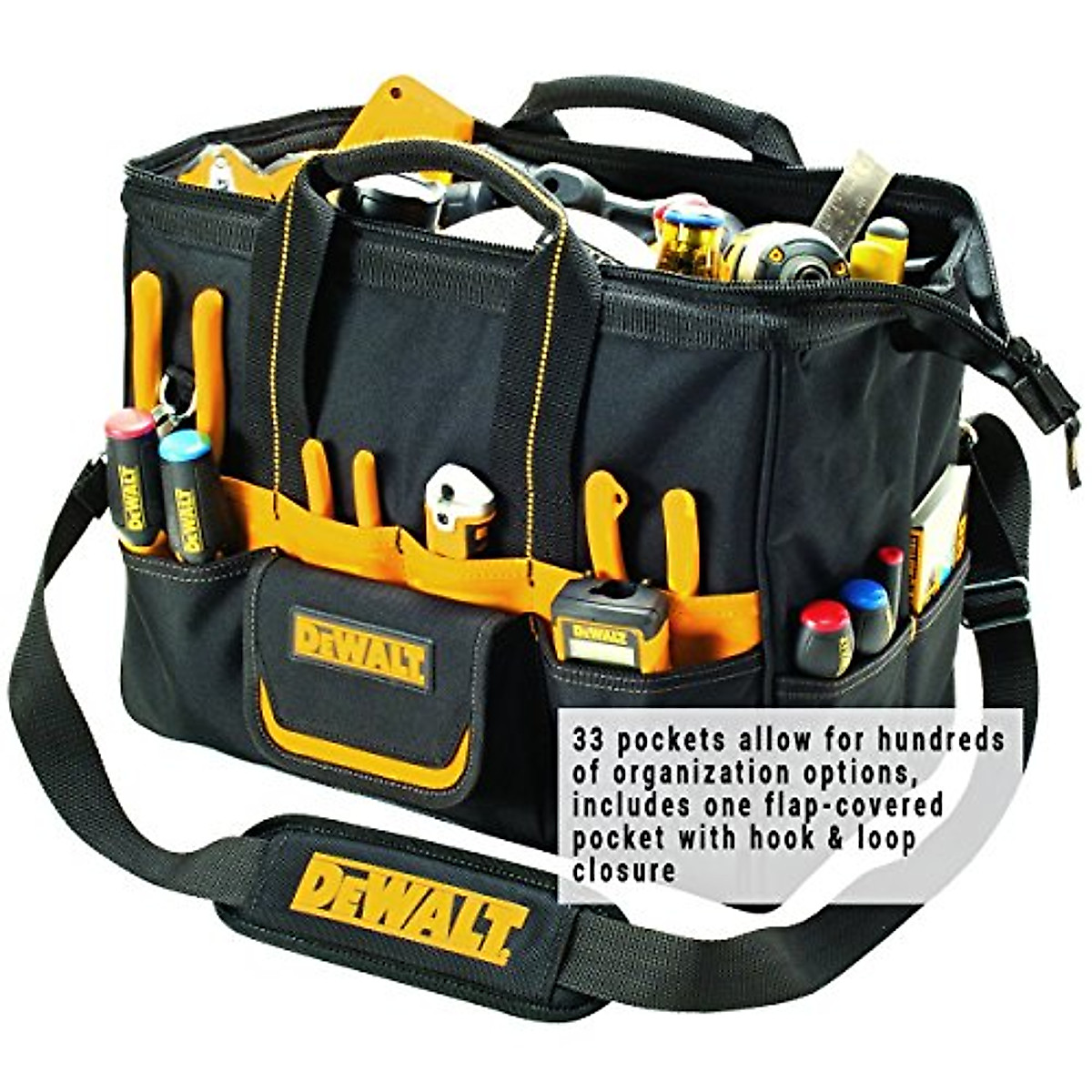 DEWALT DG5543 16 in. 33 Pocket Tool Bag, Black