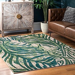 nuLOOM Cali Abstract Leaves Area Rug, 9x12, Green