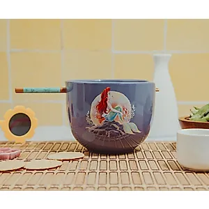 Silver Buffalo Disney The Little Mermaid Ariel 20-Ounce Ceramic Ramen Bowl and Chopstick Set