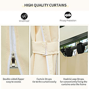 Outsunny 10' x 13' Patio Gazebo, Outdoor Gazebo Canopy Shelter with Curtains, Vented Roof, Steel Frame for Garden, Lawn, Backyard and Deck, Cream White