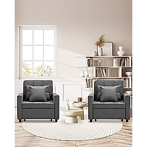 XSPRACER Convertible Chair Bed, Sleeper Chair Bed 3 in 1, Adjustable Recliner,Armchair, Sofa, Bed, Fleece, Dark Gray, Single One