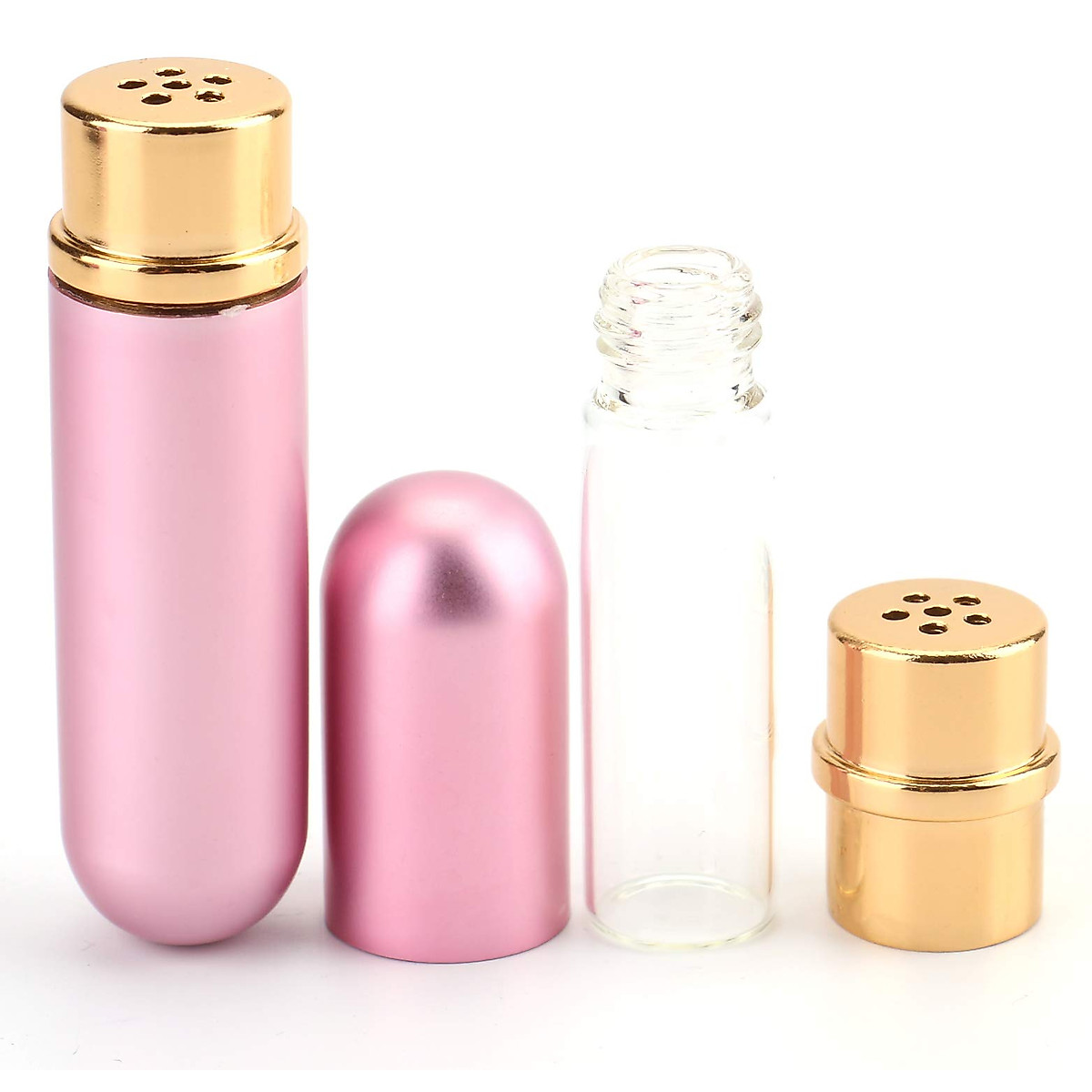 Bekith Set of 8 Colors Empty Essential Oil Personal Inhaler Refillable Aluminum and Glass - Nasal Inhalers Set with 20 Cotton Wicks and 4 Opening Tool