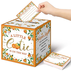51 Pieces Little Cutie Diaper Raffle Tickets with Diaper Raffle Card Box for Baby Shower Decorations Little Cutie Diaper Raffle Sign Box Diaper Raffle Game Insert Advice and Wishes Diaper Raffle
