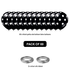 Black and White Polka Dots Balloons, 60pcs Large Polka Dot Latex Party Balloons for Hen Party Graduation Wedding Baby Shower Festival Birthday Party Decoration
